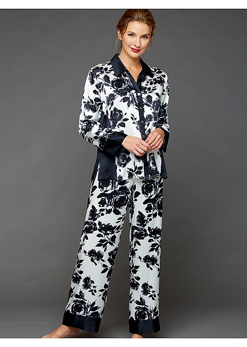 Jewel Garden Silk Button-Up Pajamas - Floral Print | Julianna Rae